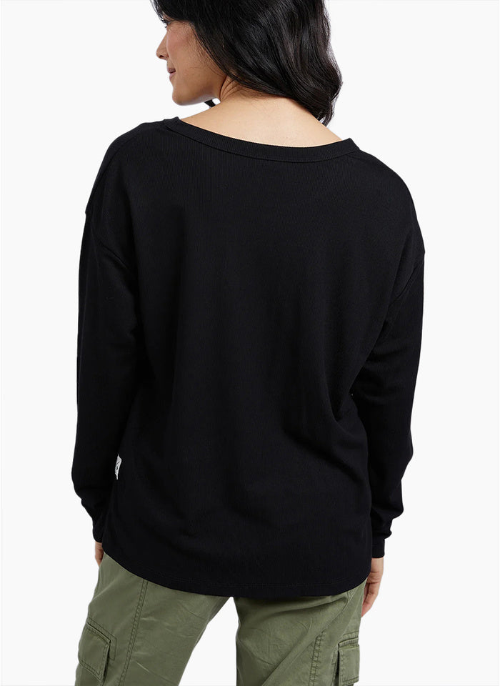 Elm Xanthe L/S Rib Tee Black – Marigolds